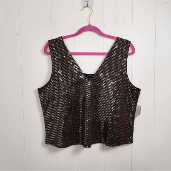 haver | Tops | Haver London Black Brown Sequin Metallic Sparkly Crop ...